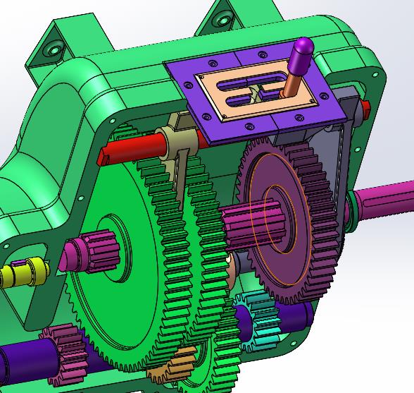 手拨动变速杆机械式齿轮啮合变速器图纸下载_零部件模型图纸_传动部件图纸 - 宏图网